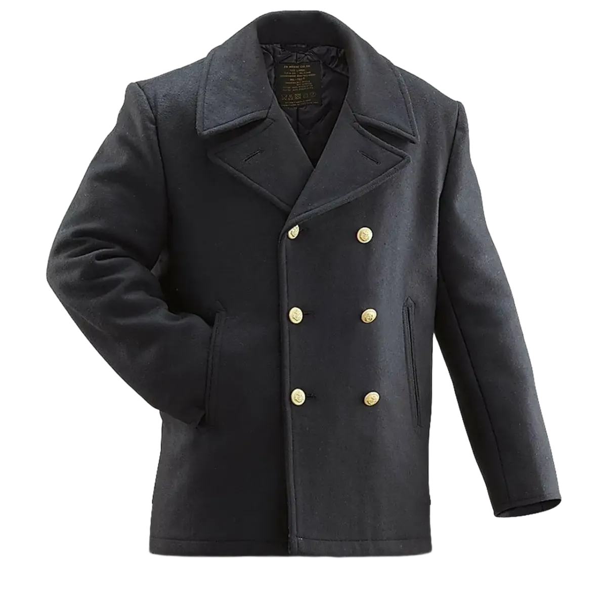 Mil-Tec US Navy Black Wool Peacoat - Double-Breasted Naval Coat | Keep ...